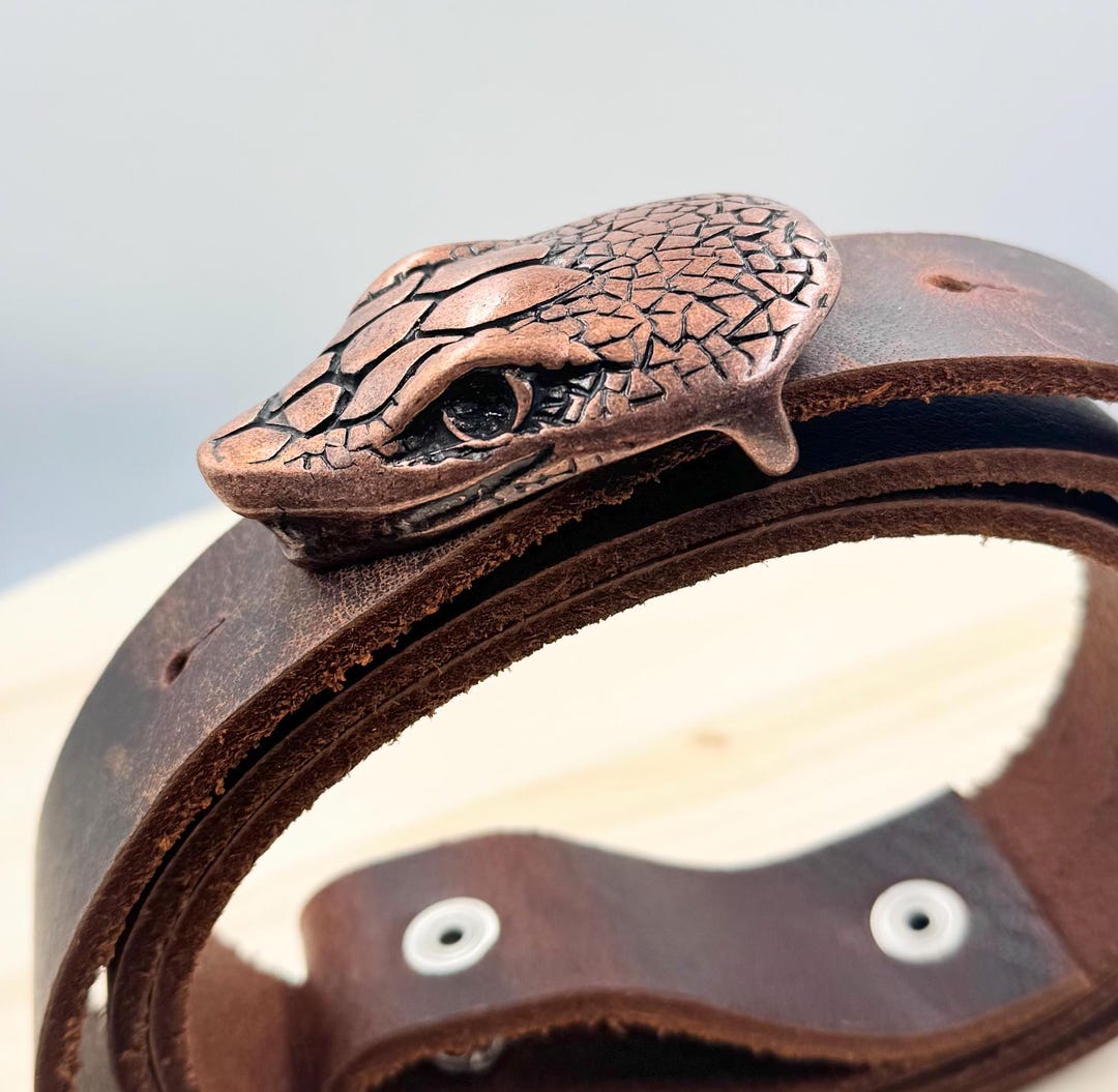 1 Snake Head Belt Buckle, Tropical Snake Belt, Antique Cooper Animal ...