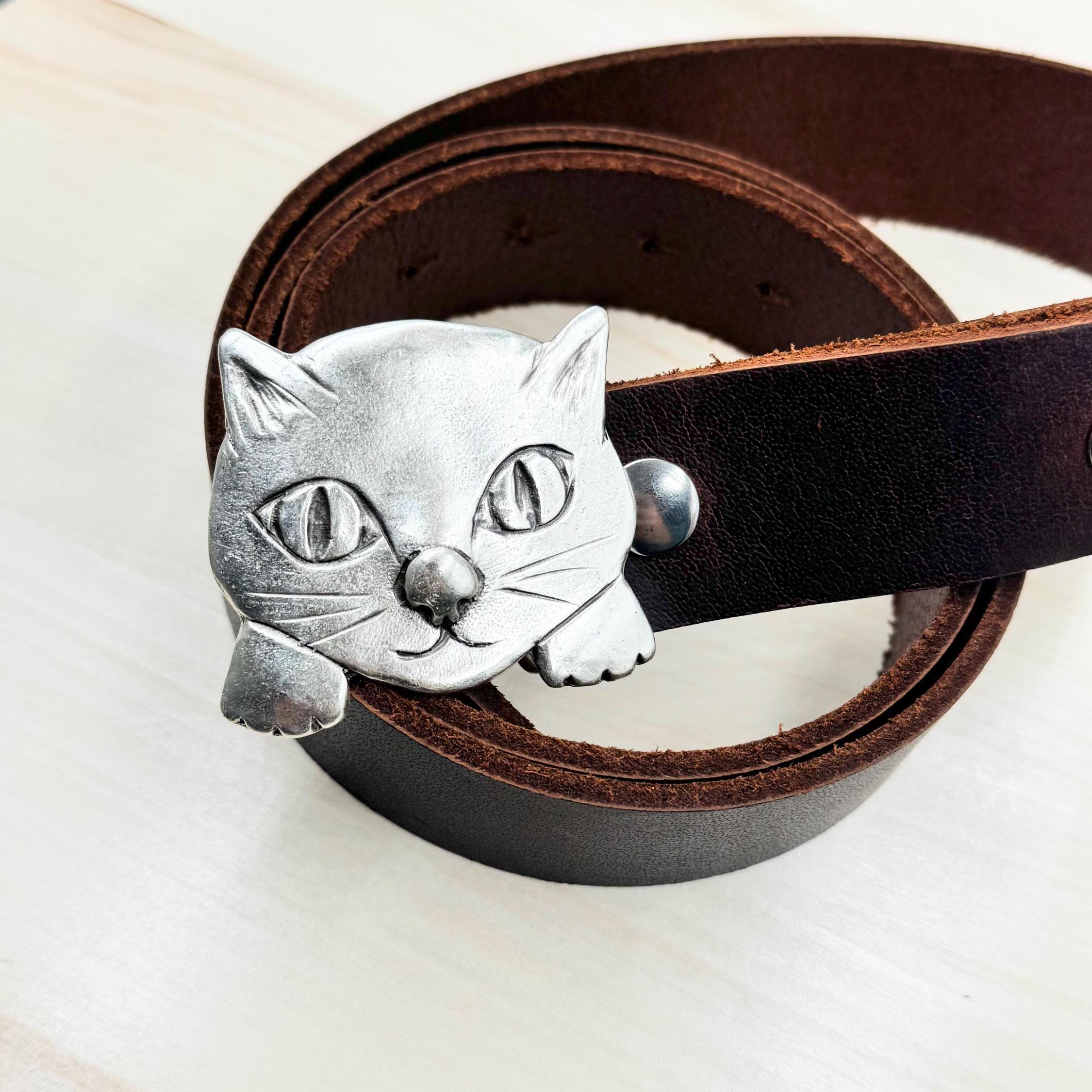 1 Silver Cat Belt Buckle, Unique Cat Shape Belt Buckle, High Quality ...