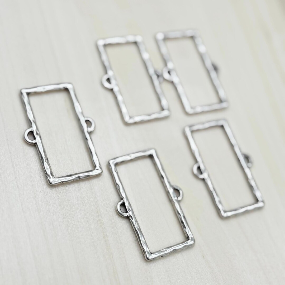 5 Rectangle Pendant Bezel, Metal Jewelry Settings for Jewlery, Silver ...