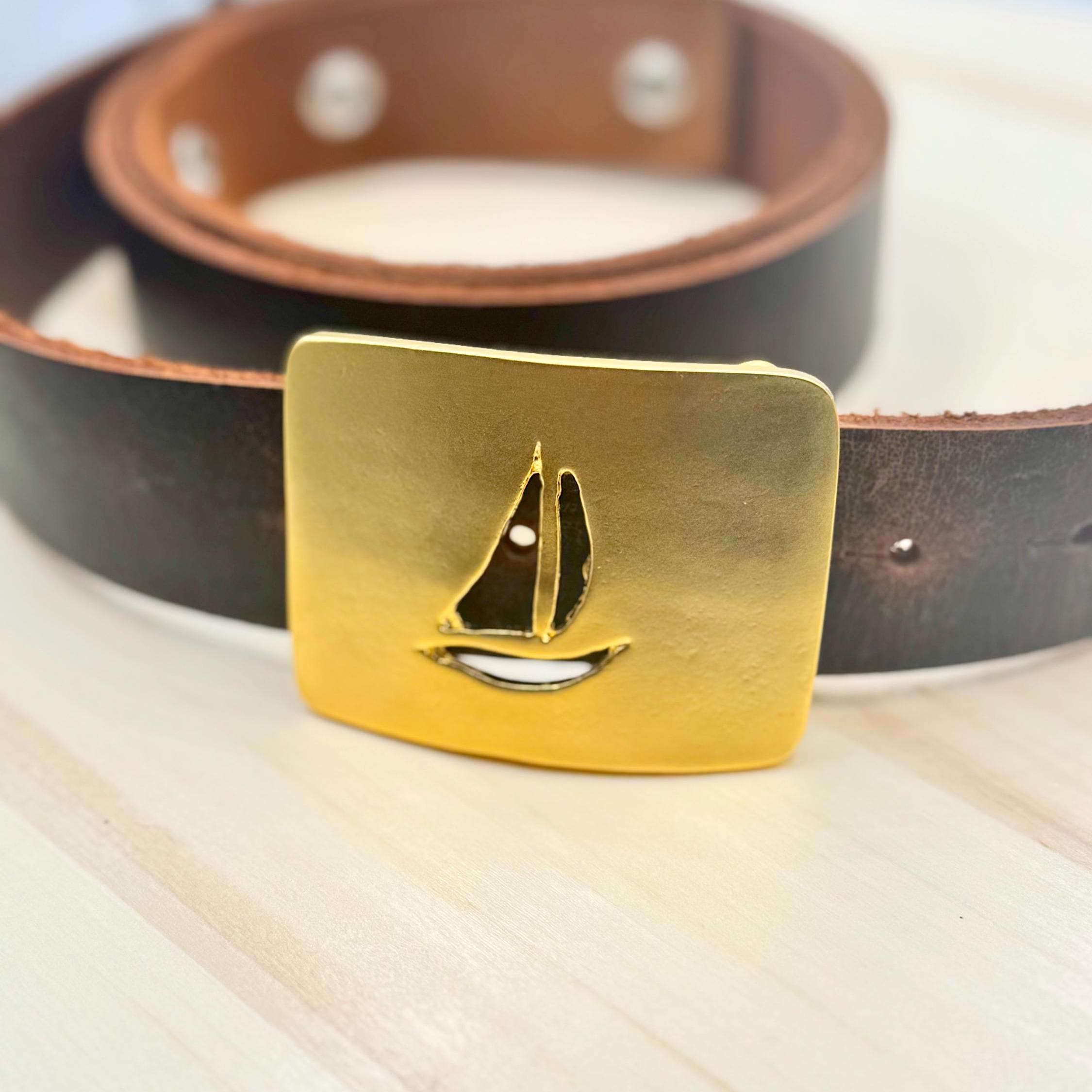 Matte Gold Boat Design Belt Buckle: Nautical Fashion Hardware - Etsy