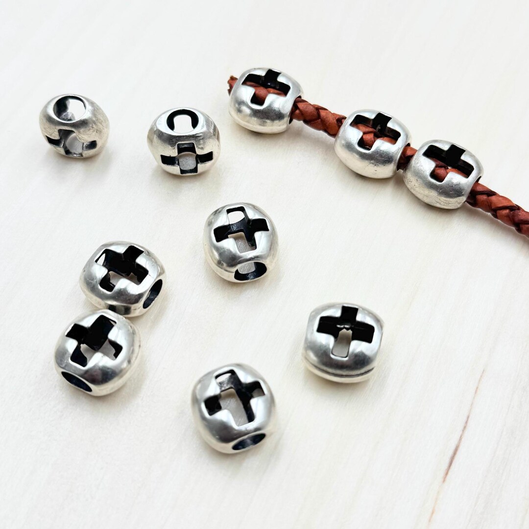 10 Antique Silver Cross Beads: DIY Jewelry Making Supplies - Etsy