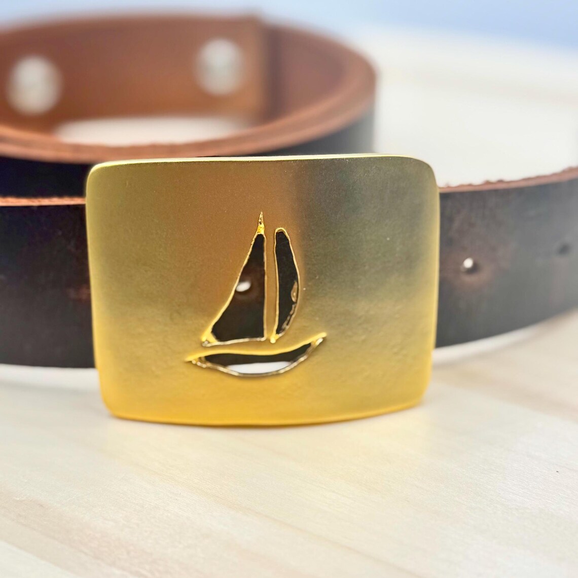 Matte Gold Boat Design Belt Buckle: Nautical Fashion Hardware - Etsy