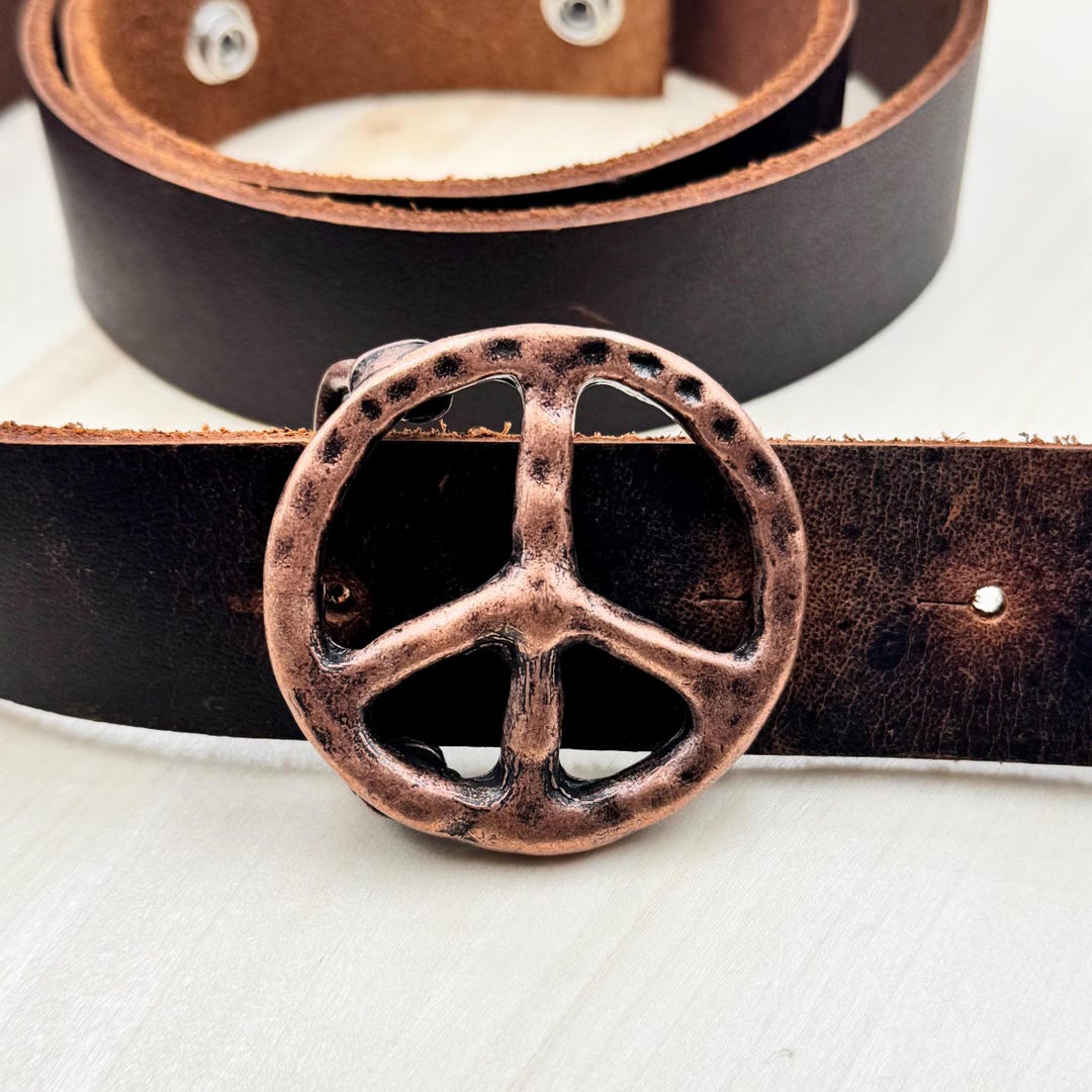 Antique Copper Peace Sign Belt Buckle: Bohemian Zinc Metal Alloy - Etsy