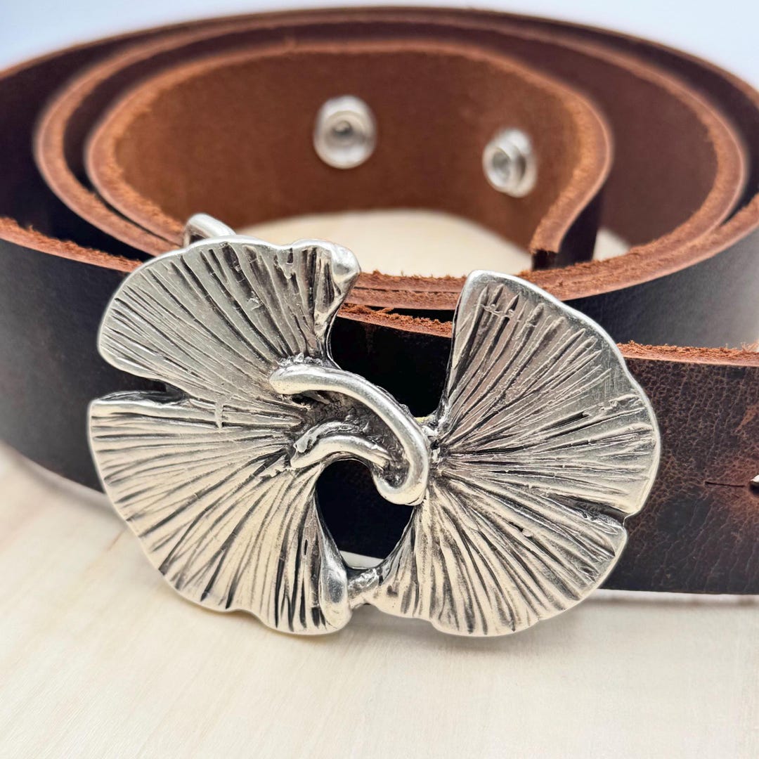 1 Silver Elegant Ginkgo Leaf Belt Buckle, Ginkgo Leaf Belt Buckle ...
