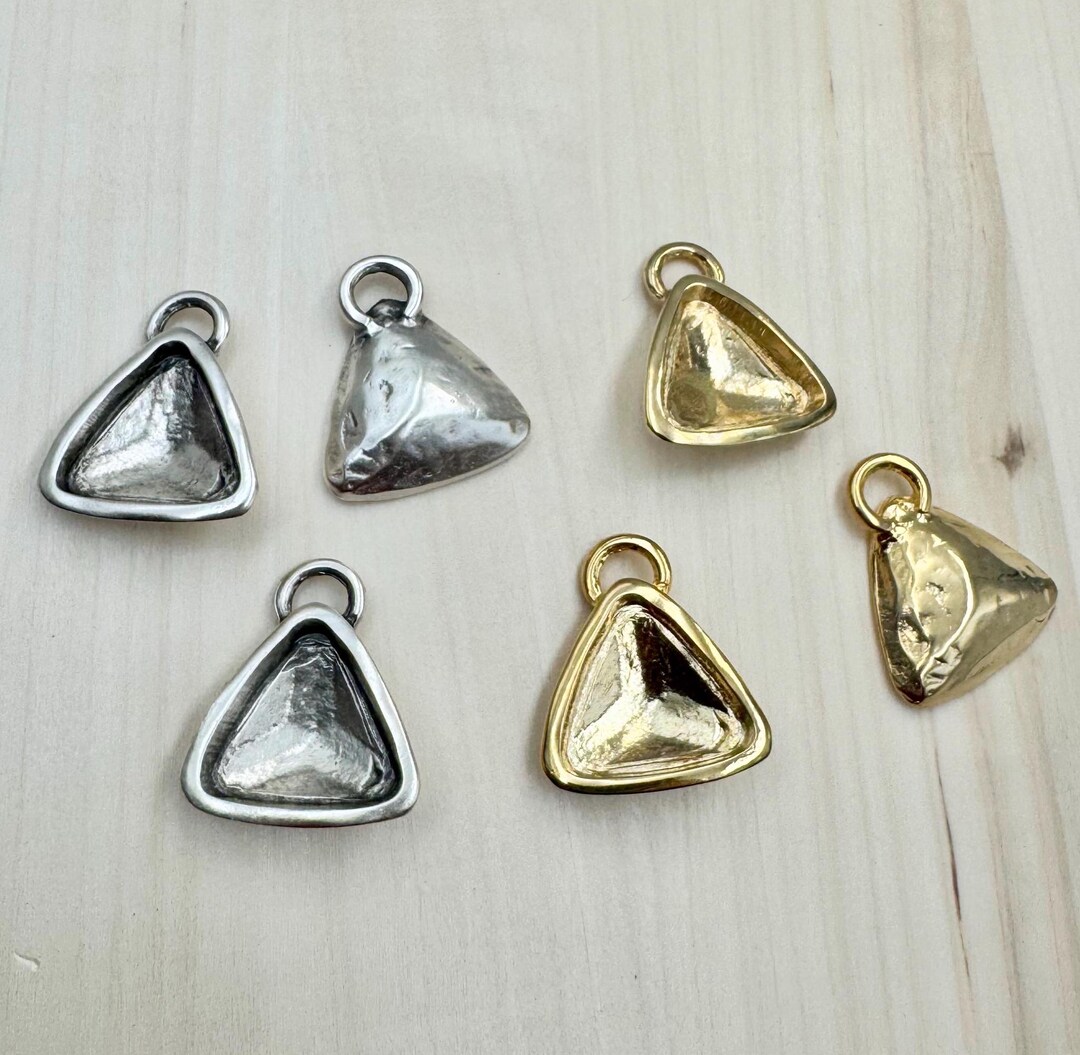 10 Triangle Bezel Blanks: Antique Silver & Gold Metal Settings - Etsy