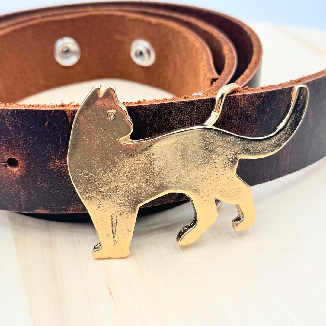 Shiny Gold Plated Cat Belt Buckle: Animal Paw Design - Etsy