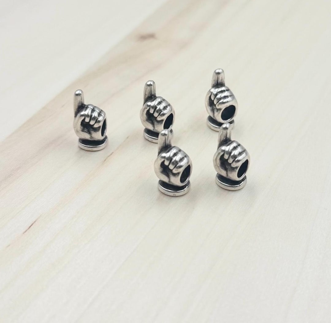 10 Silver Hand Symbol Beads: Zinc Alloy DIY Jewelry Charms - Etsy