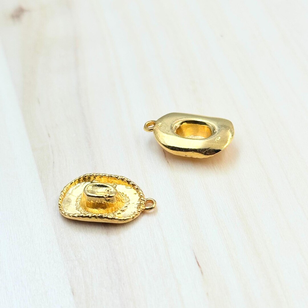 1 Gold Cowboy Hat Charm, Cowgirl Hat Charm, Western Jewelry Pendant ...