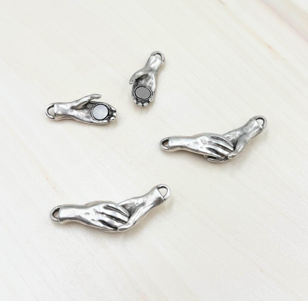 Magnetic Hand Charms: Antique Silver Couple Pendant, Jewelry Clasps - Etsy
