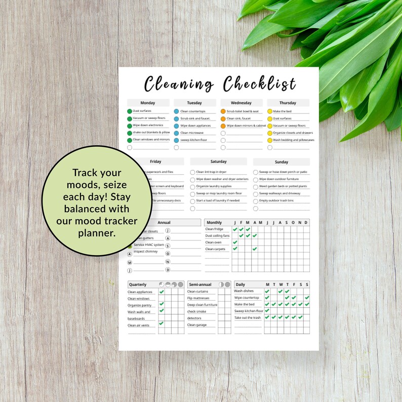 Cleaning Checklist - Cleaning Schedule - Chore Chart for Kids - Kids ...