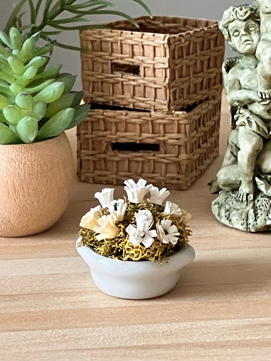 Miniature Planter + Miniature Flower Arrangement + 1:12 Scale OOAK - Etsy