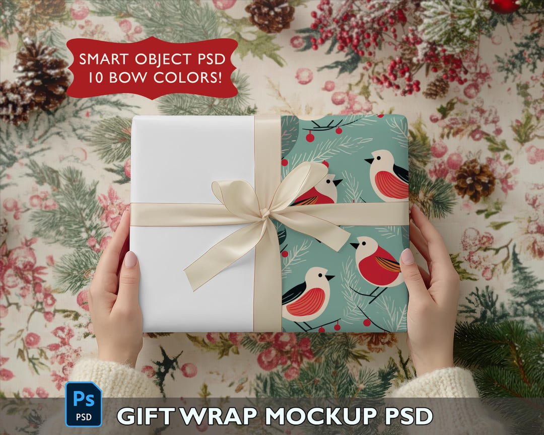 Christmas Wrapping Paper Mockup | Photoshop PSD Smart Object Mockup ...