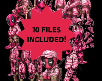 Deadpool in Pink Camouflage Breast Cancer Awareness Inspired Art. PNG ...