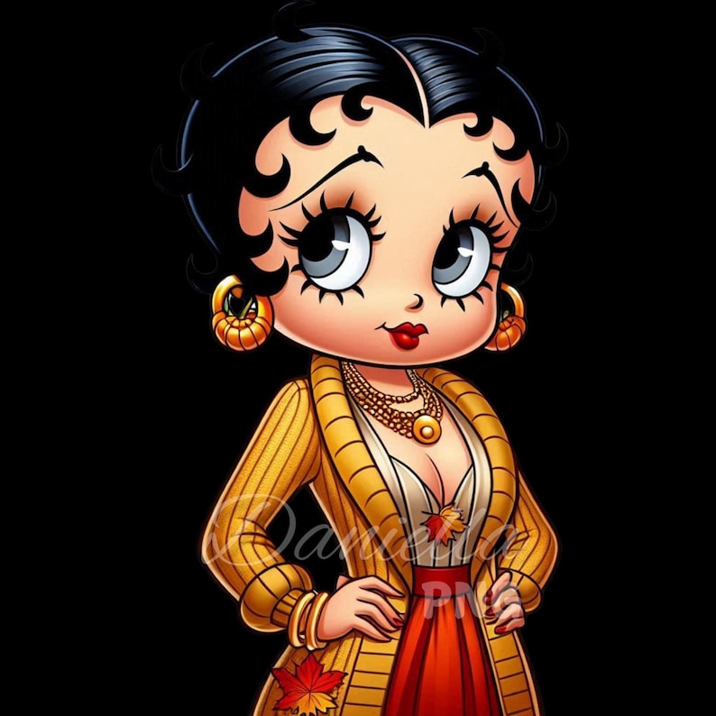 Betty Boop Autumn Glam PNG Bundle – Instant Download, 5 High-resolution ...