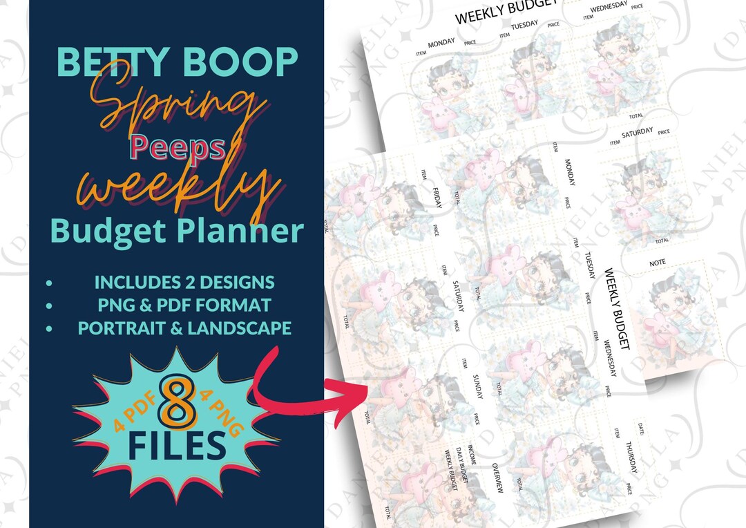 Betty Boop Spring Peep Budget Planner 2 Designs Cute Monthly Expense ...