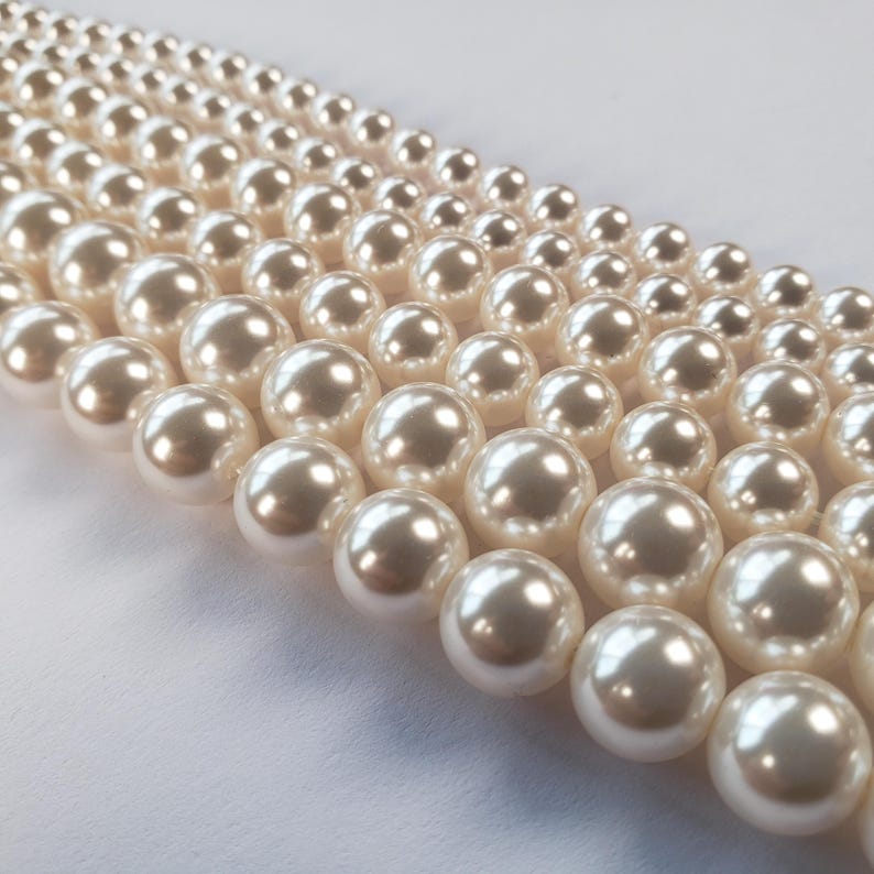 Loose Round Popular Fashion Cream White Shell Powder Pearl Beads High ...