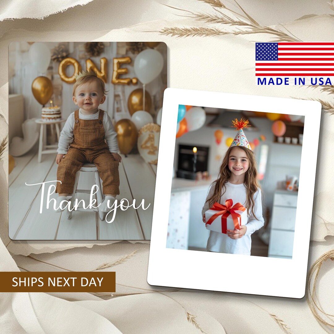 Birthday Thank You Magnets, Custom Photo Magnet Set, Birthday Favors ...