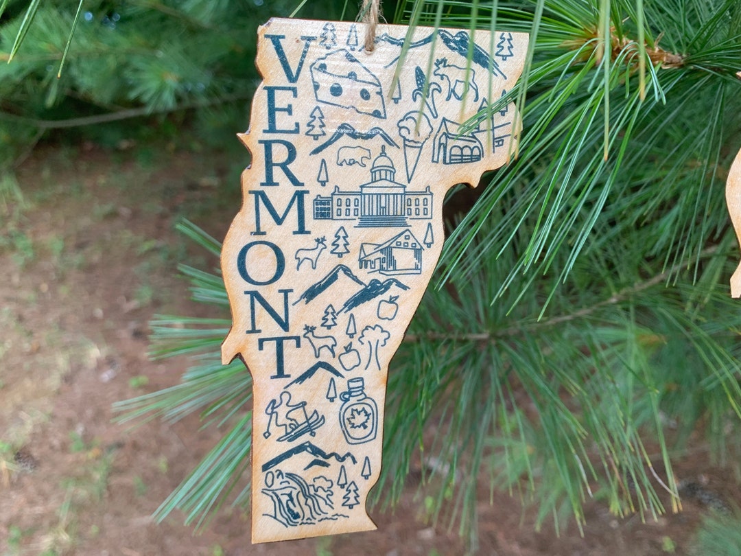 1 - VERMONT Shaped Wood Wooden Christmas Ornament - Digital Design ...