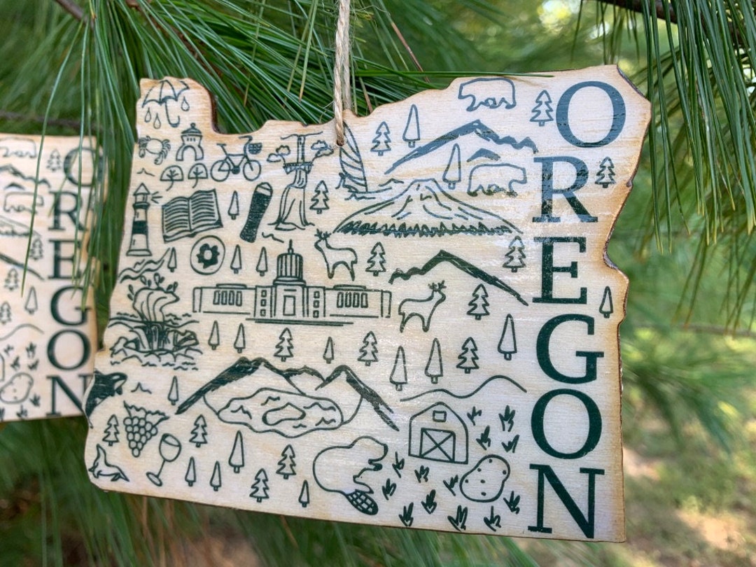 Oregon Shaped Wood Wooden Christmas Ornament - Digital Design Photo ...