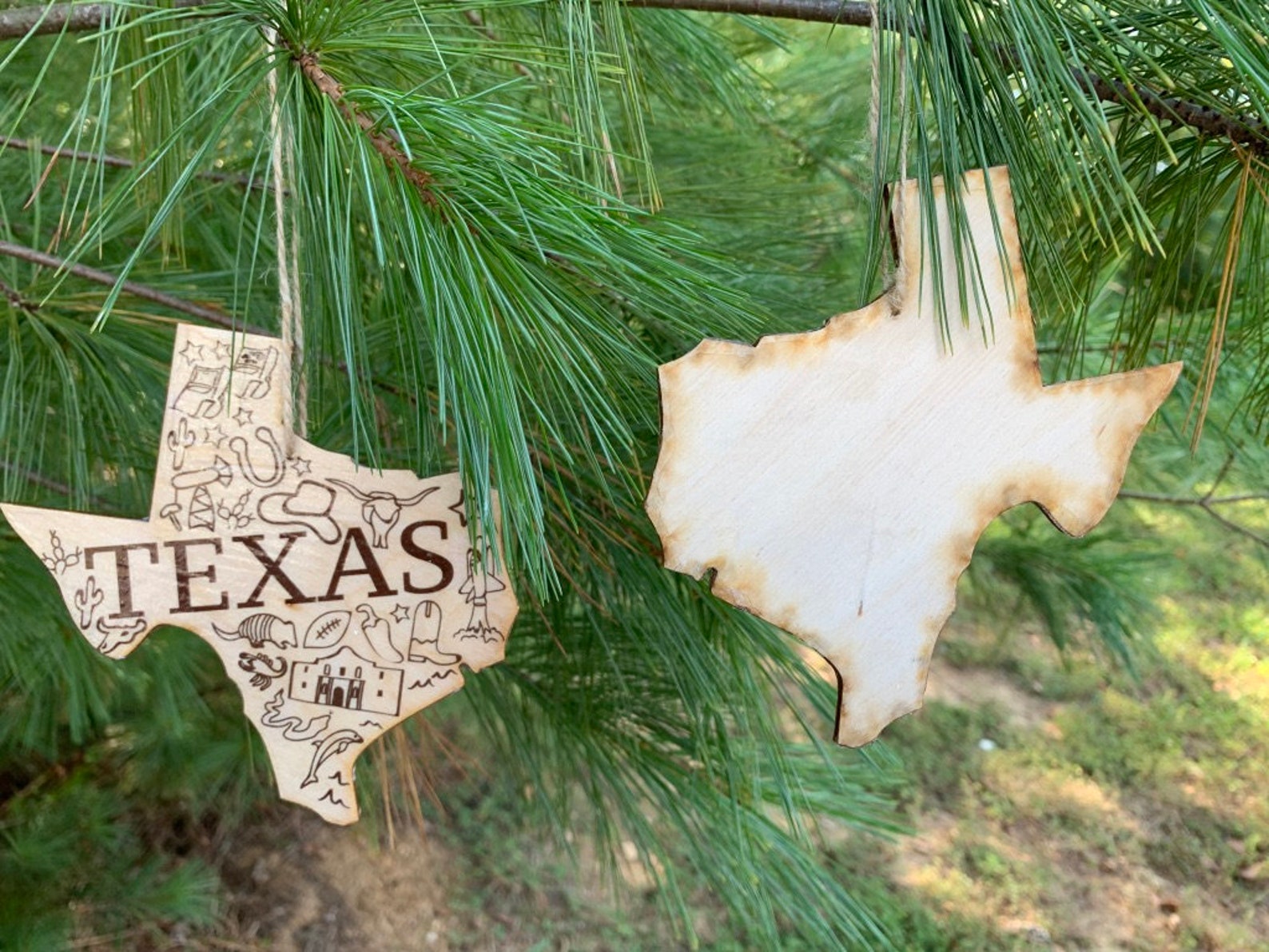 Texas Shaped Wood Wooden Christmas Ornament - Digital Design Photo ...