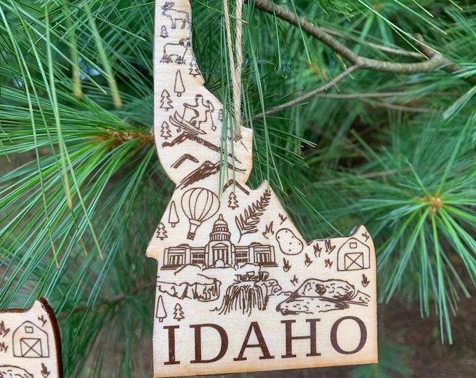 1 IDAHO Shaped Wood Wooden Christmas Ornament Digital Design Photo ...
