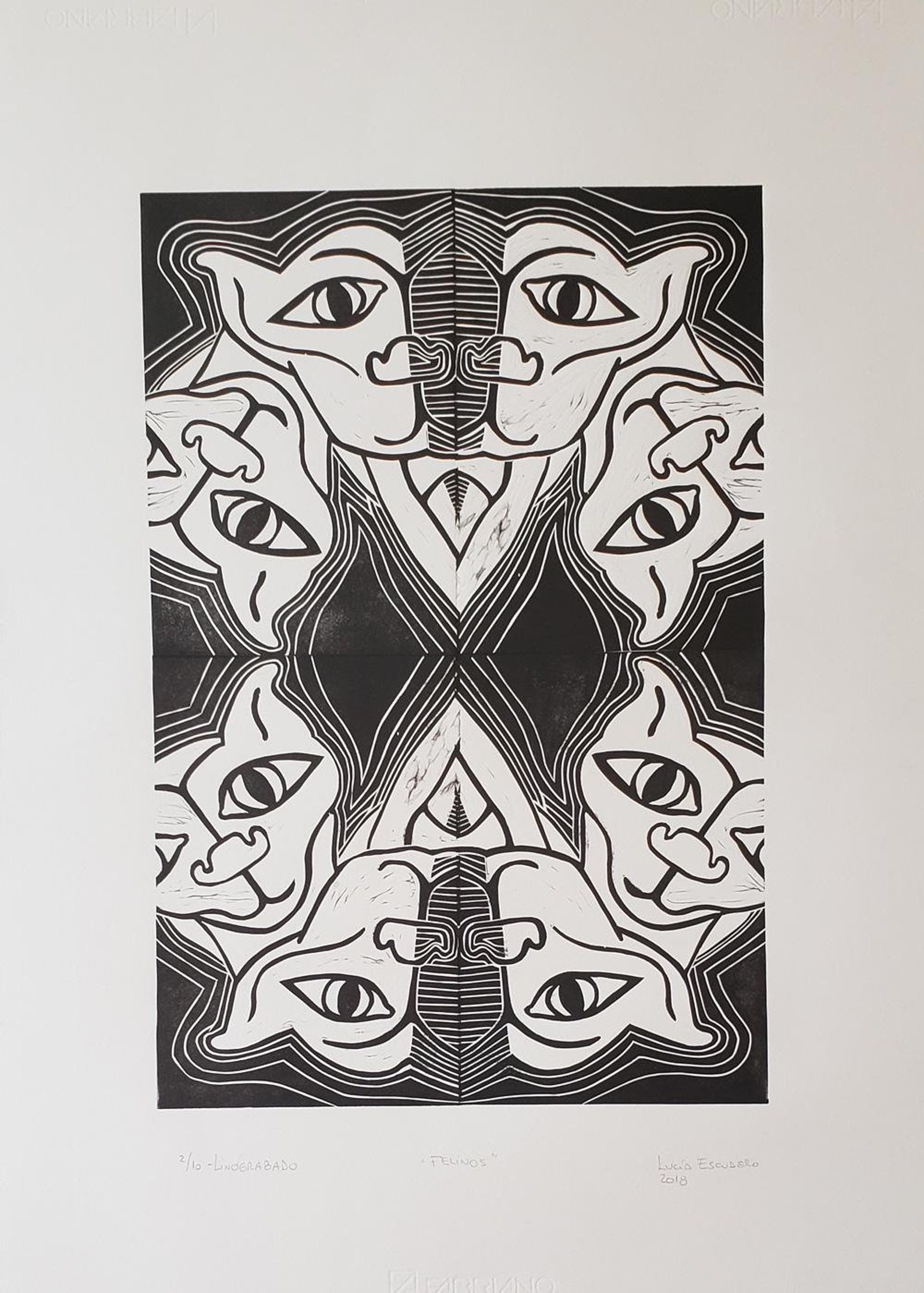 Felinos /lino Print Carved and Hand-printed on Fabriano Rosaspina 280 ...