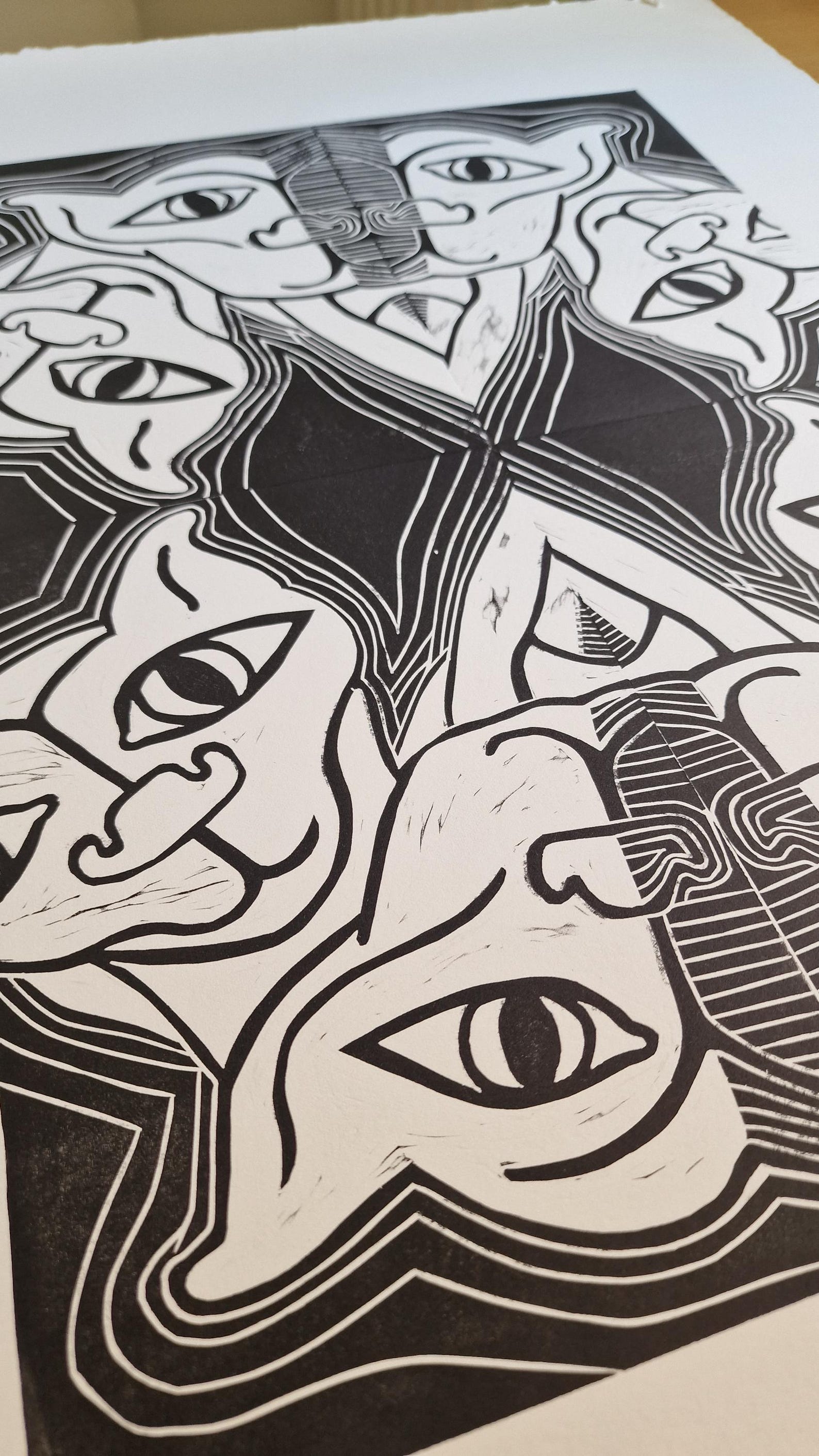 Felinos /lino Print Carved and Hand-printed on Fabriano Rosaspina 280 ...