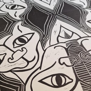 Felinos /lino Print Carved and Hand-printed on Fabriano Rosaspina 280 ...