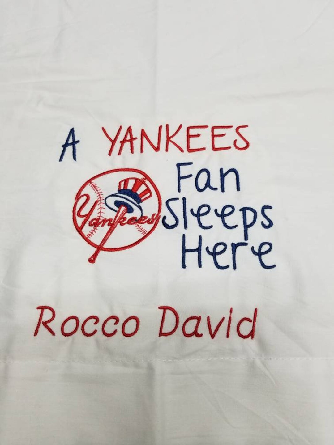 Embroidered NY Yankees Pillowcase: Personalized Baseball Fan Bedding - Etsy
