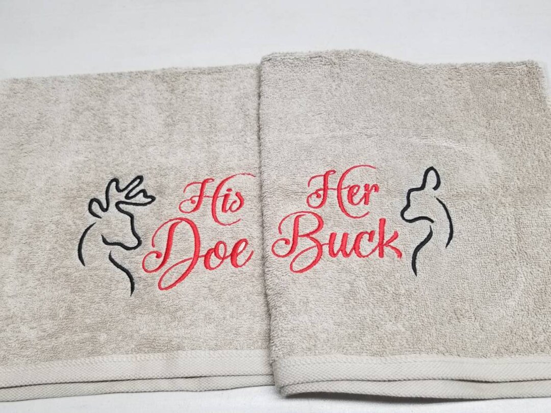 Buck & Doe Towel Set, Personalized Deer Towels, Wedding Gift Bath ...