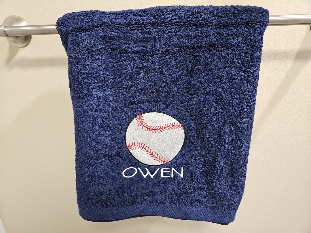 Baseball Bath Towel, Personalized Baseball Gift, Embroidered Bath Set ...