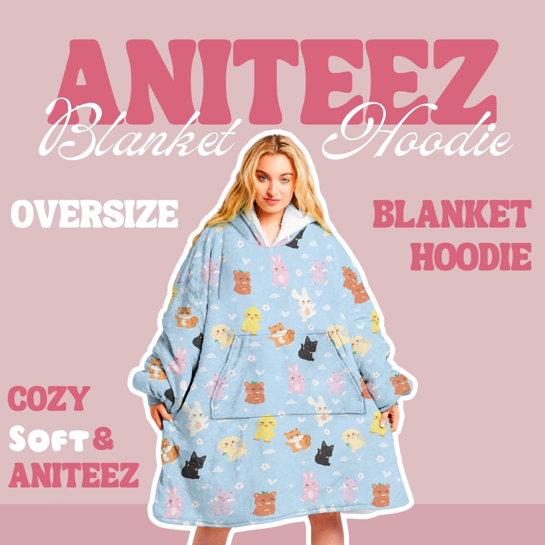 Cozy Aniteez Blanket Hoodie Soft Fleece Wearable Blanket Cute Ateez ...