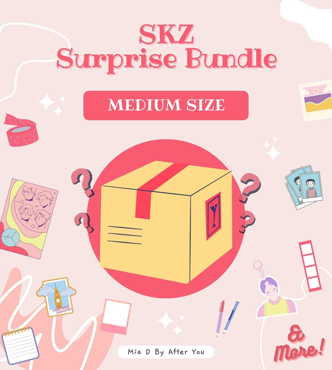 Stray Kids Medium Size Surprise Bundle Bias Bag Custom Merch Gift Bag Goodie Bag Bookmarks ...