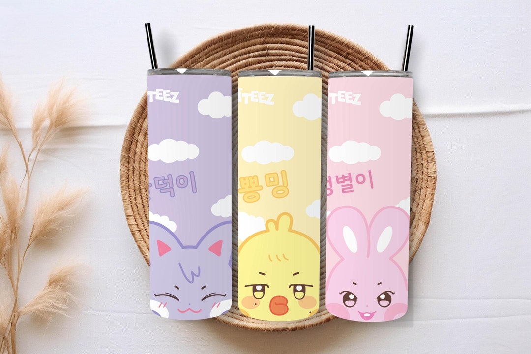 Aniteez, Ateez 20oz Peekaboo Face and Bum Metal Tumbler Reusable Straw ...