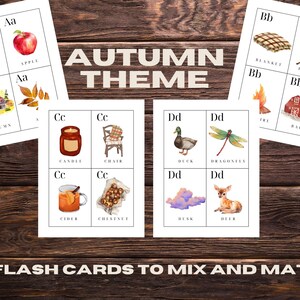 Autumn Fall Theme Alphabet Flash Cards | ABC Cards | Editable Digital ...