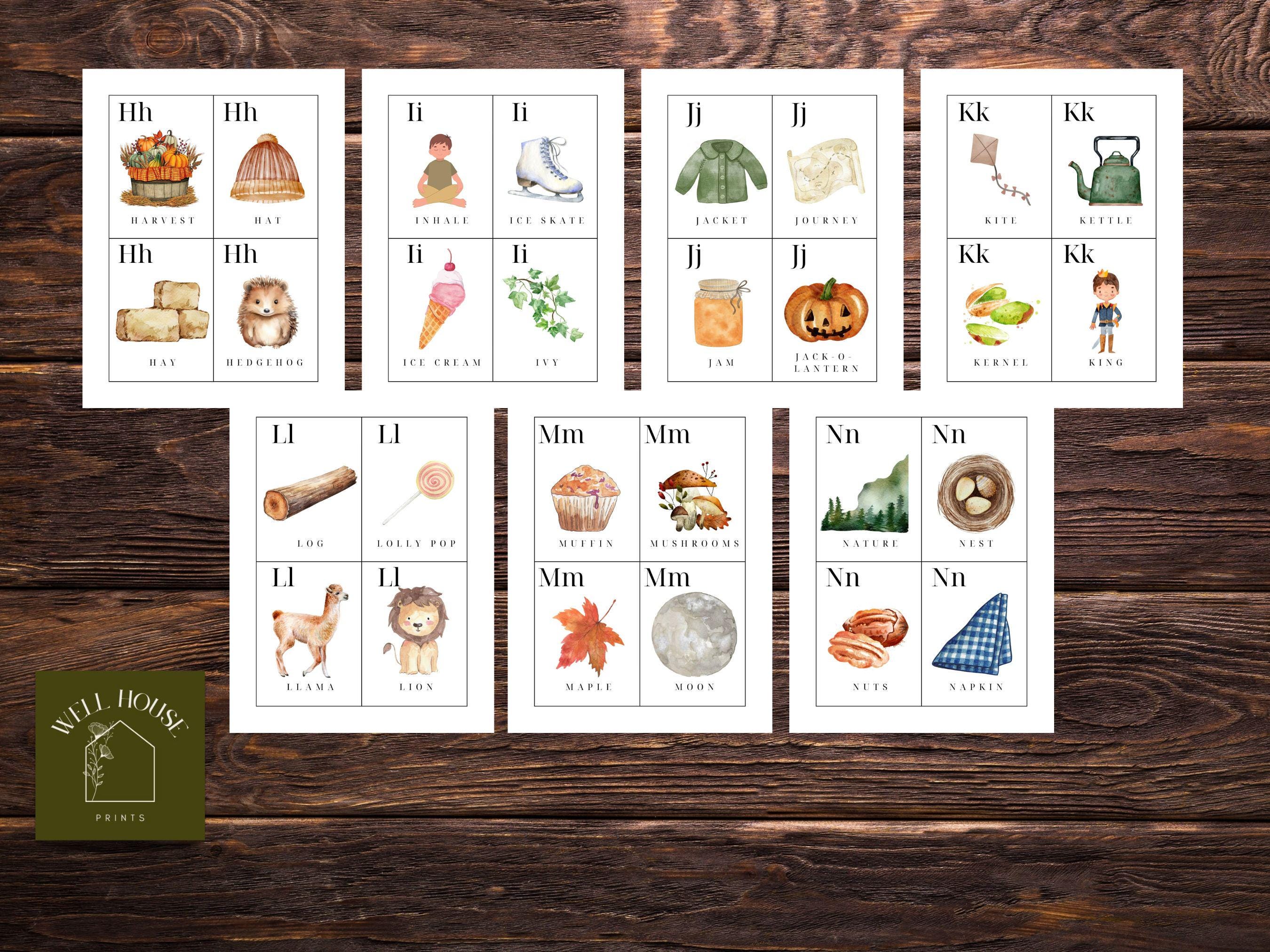 Autumn Fall Theme Alphabet Flash Cards | ABC Cards | Editable Digital ...