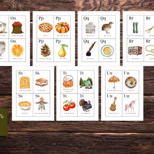 Autumn Fall Theme Alphabet Flash Cards | ABC Cards | Editable Digital ...