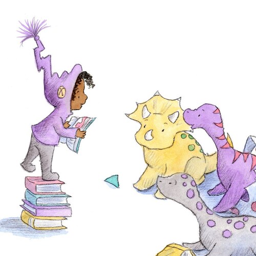 Baby Dino Storytime Art Print - Etsy