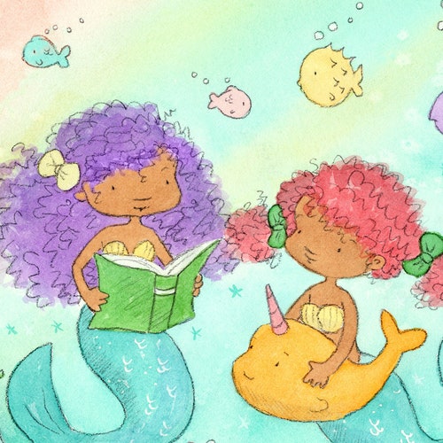 Mermaid Friends Two Mermaids Art Print - Etsy