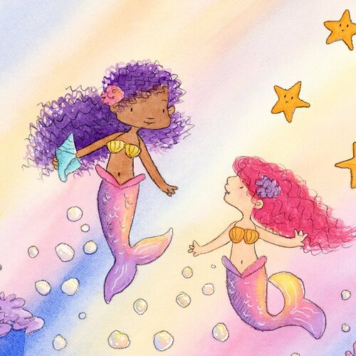 Mermaid Friends Two Mermaids Art Print - Etsy
