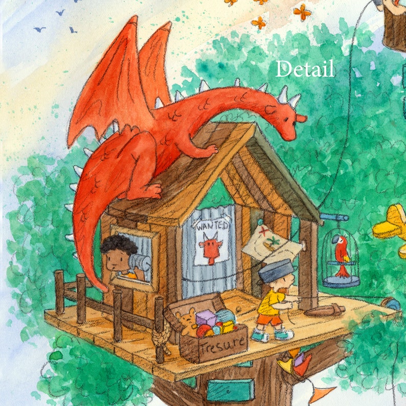 The Dragon Has Landed Treehouse Art Print - Etsy