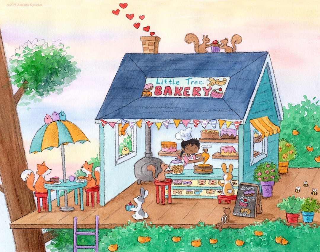 Little Tree Bakery Treehouse - Art Print - Etsy