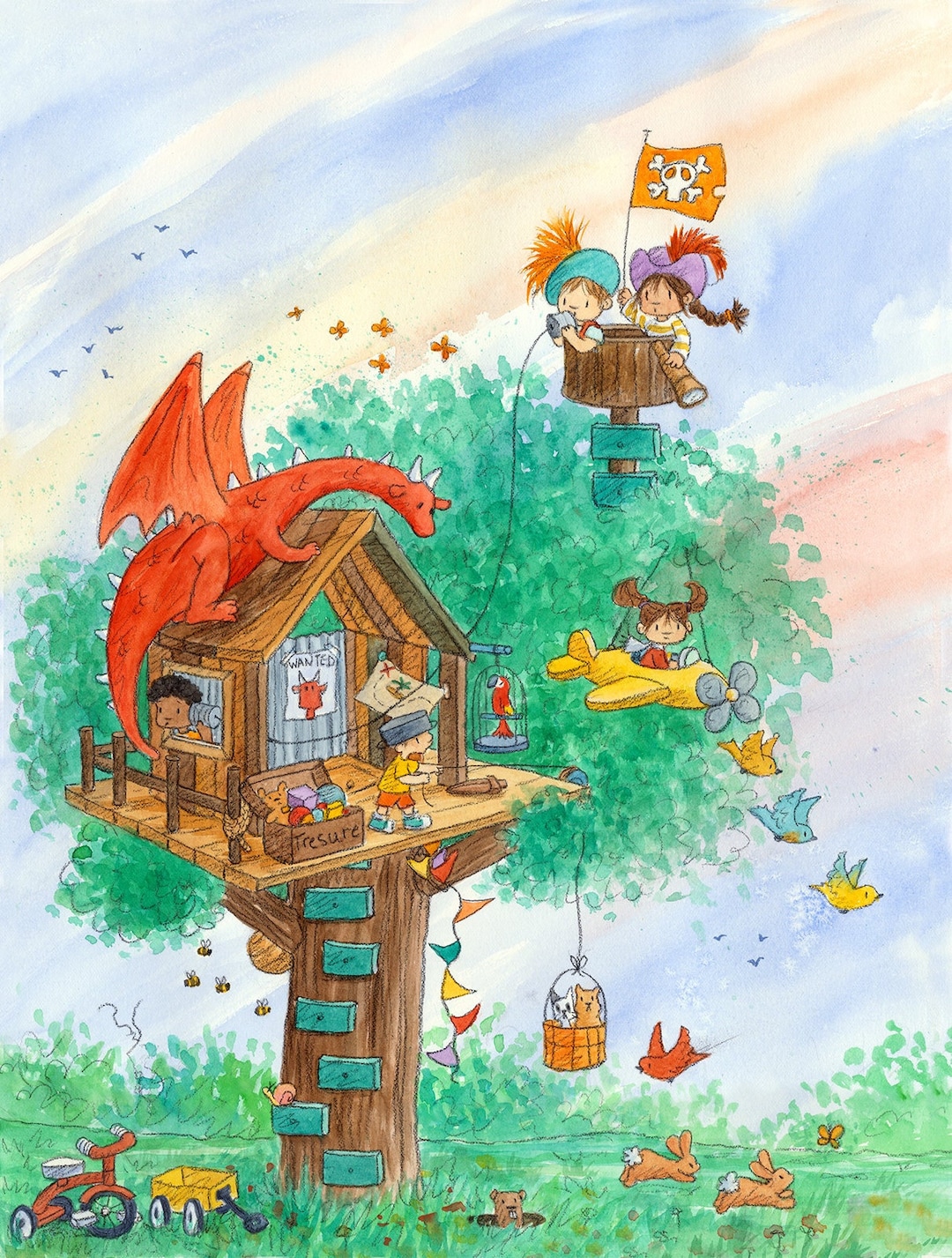 ORIGINAL PAINTING - the Dragon Has Landed Treehouse - Etsy
