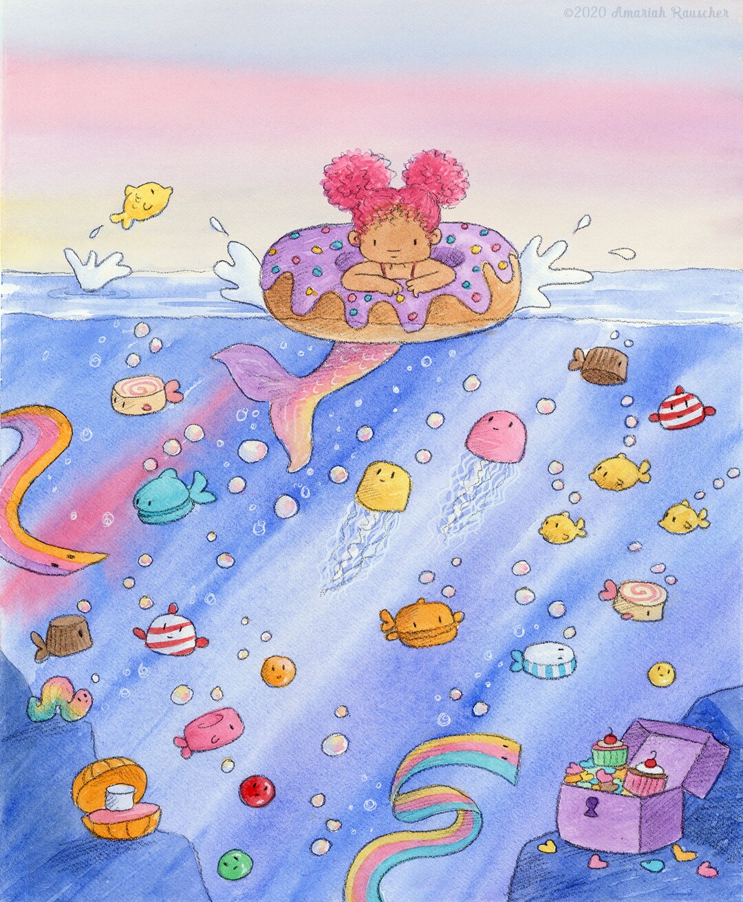 Candy Ocean Mermaid Art Art Print - Etsy