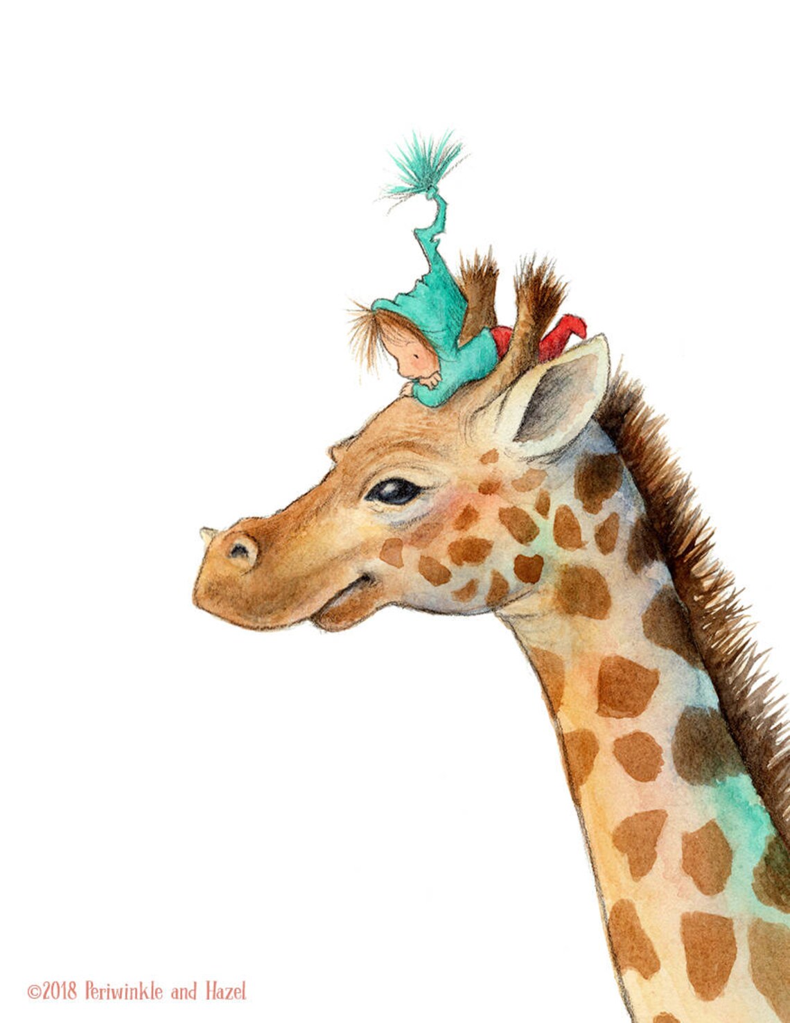 I Can See Everything Girl Riding Giraffe Art Print - Etsy