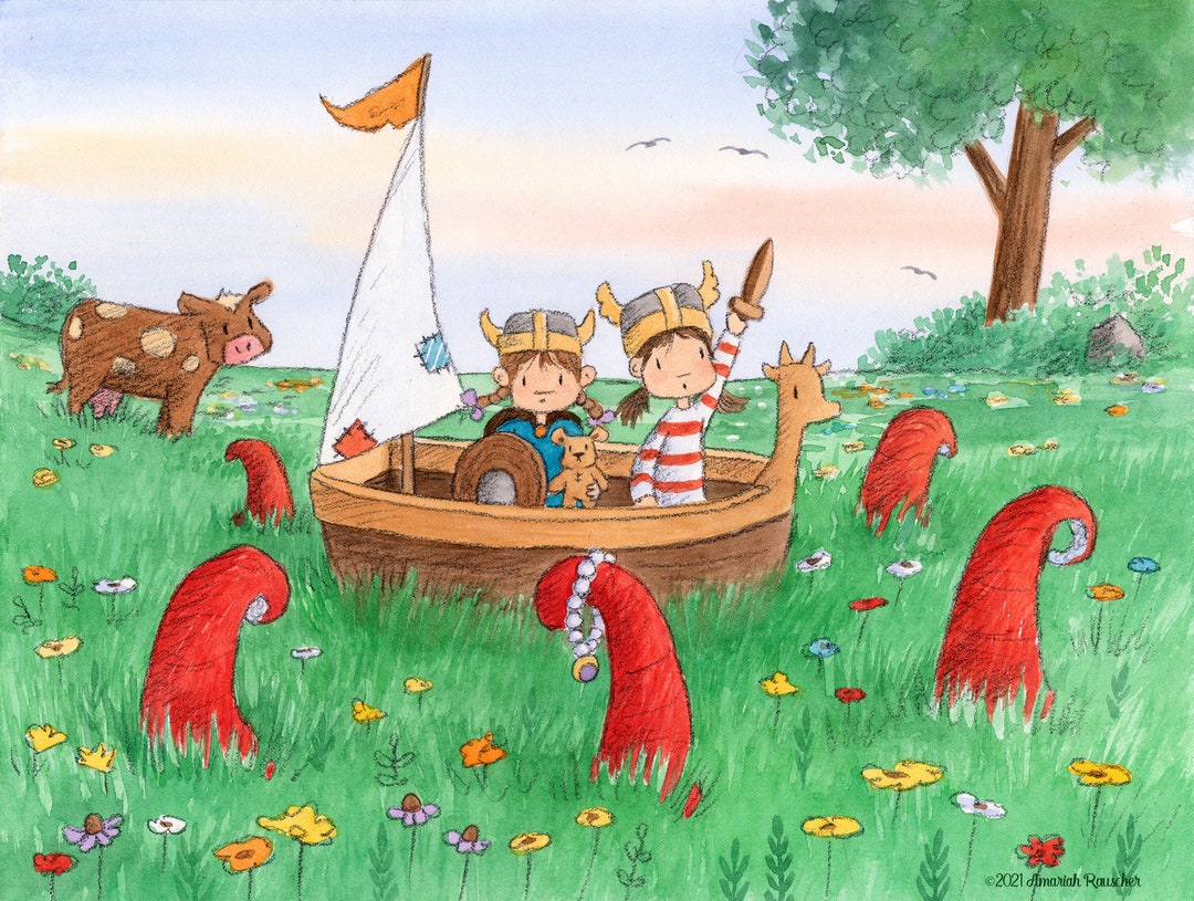 The Green Sea Viking Illustration Art Print - Etsy