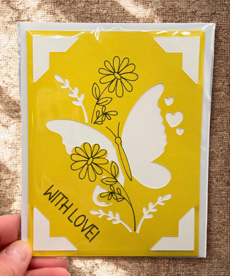 Butterfly Greeting Card: With Love-blank Inside | Love Card - Etsy