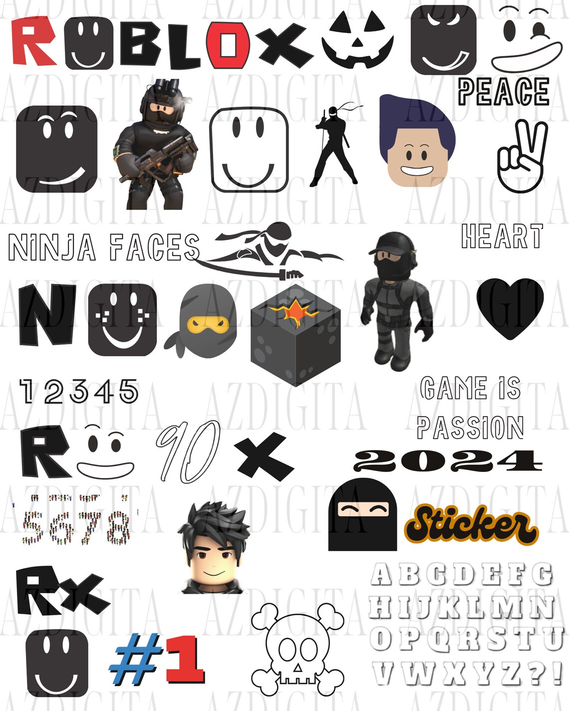Roblox SVG, Roblox PNG, SVG, Ninja Faces, Ninja, Faces, Numbers, Number ...