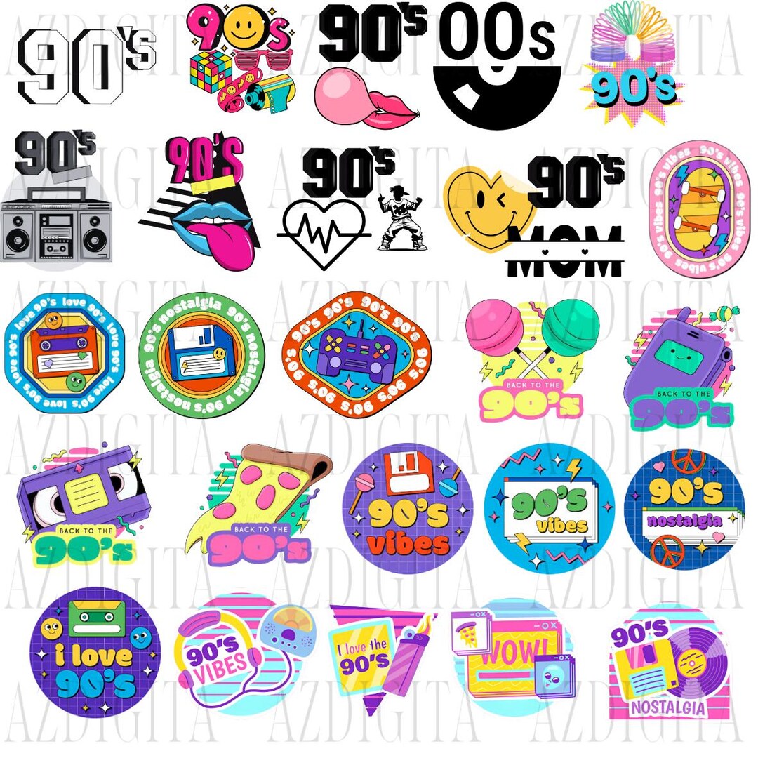 90's Svg Bundle, 90's Party Svg, 90's Clipart, 90's Vibes Svg, Y2K ...