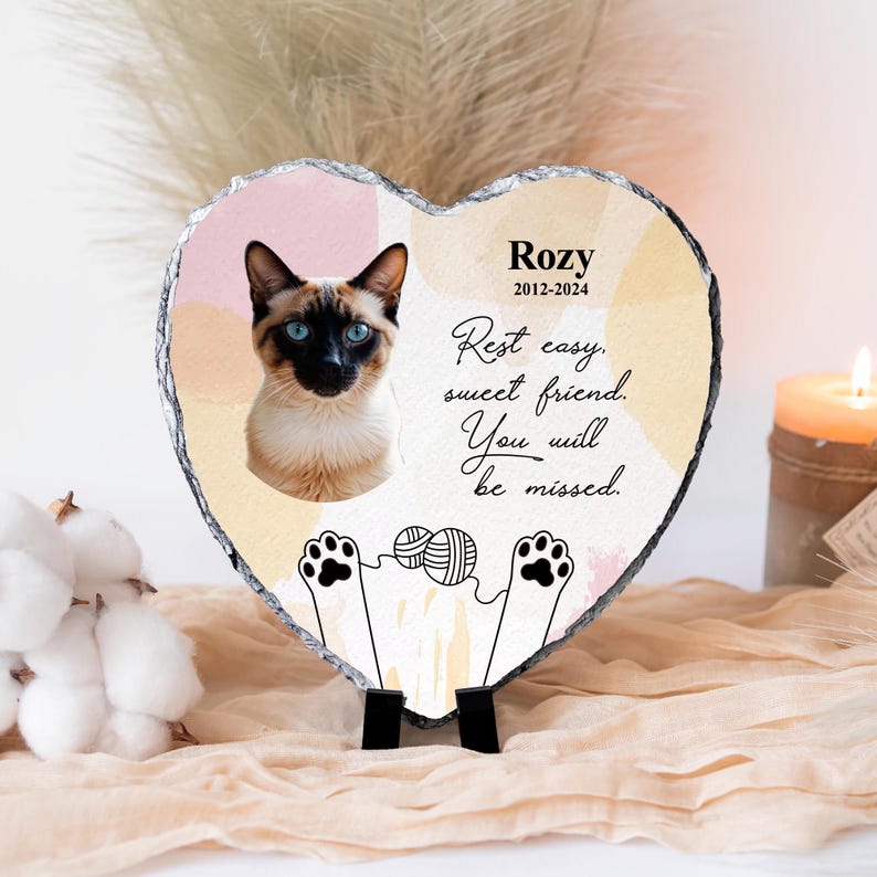 Cat Memorial Gift, Pet Memorial Stone, Personalized Photo Pet Plaque ...